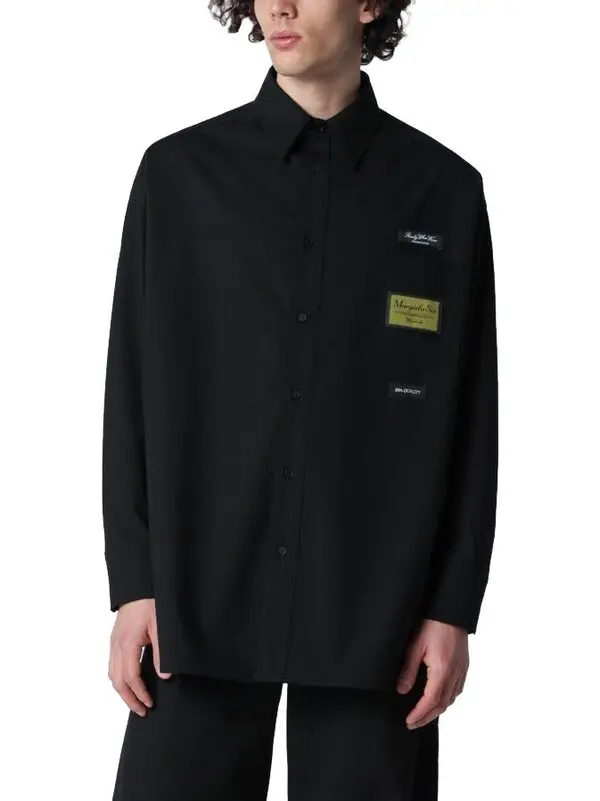 MAISON MARGIELA Wool-blend Shirt With Label Details - Black