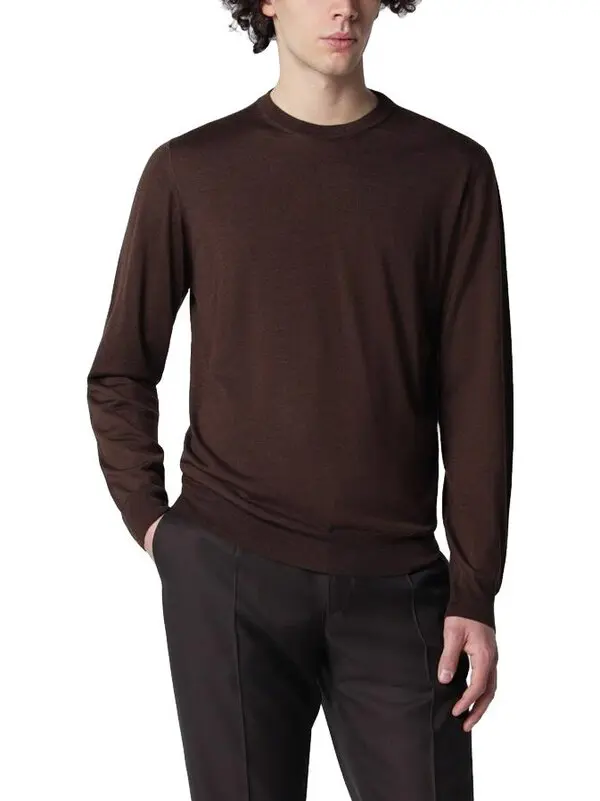 DRUMOHR Merino Wool Crew-neck Sweater - Brown