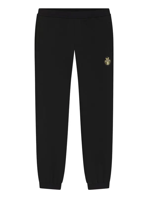 BOSS Year Of The Horse Logo-artwork Tracksuit Bottoms In Cotton Terry - Black