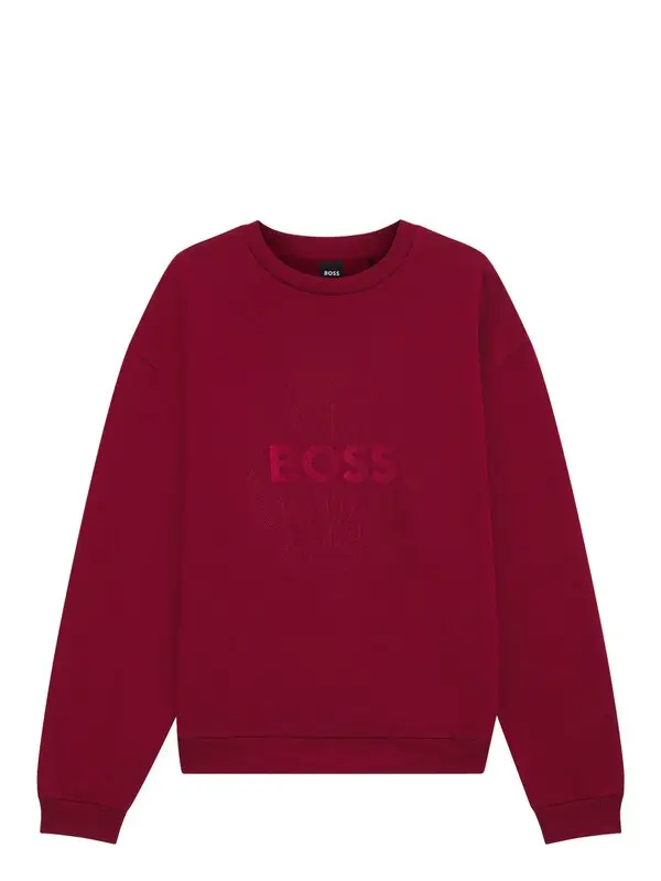 BOSS Logo-artwork T-shirt In Cotton Terry - Red