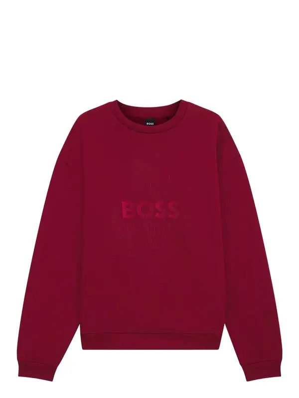 BOSS Logo-artwork T-shirt In Cotton Terry - Red