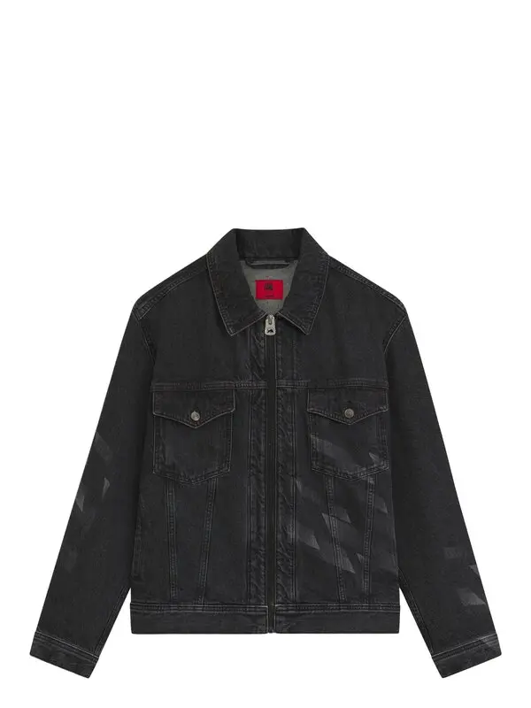 Hugo X Rb Lasered-pattern Denim Jacket - Black