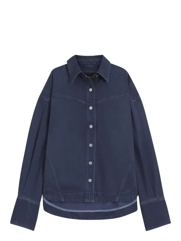 BOSS Oversized Rigid Denim Blouse - Grey