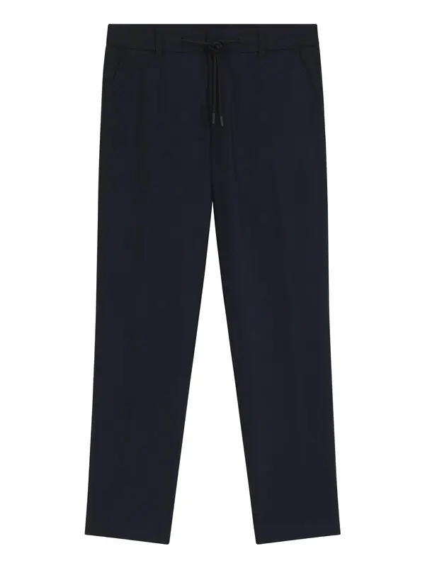 BOSS Tapered-fit Stretch Flannel Trousers - Dark Blue