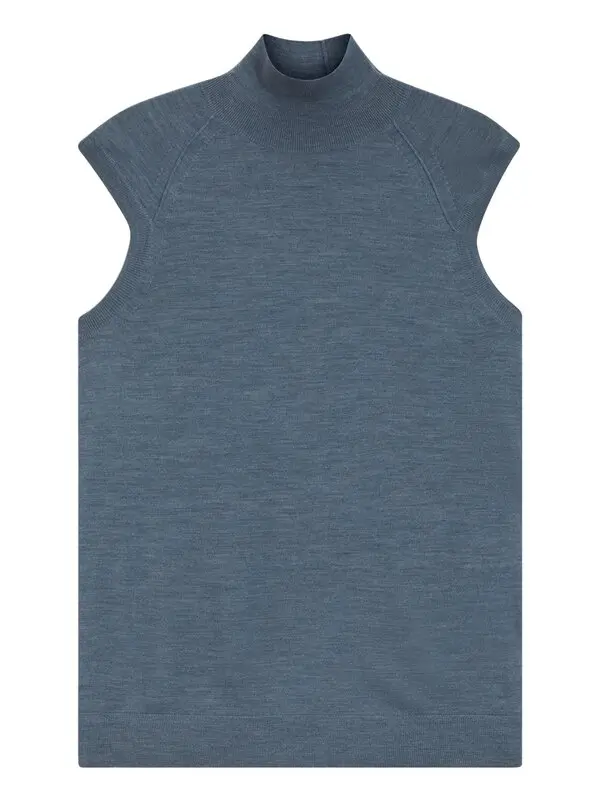 BOSS Sleeveless Mock Neck Top - Light Blue