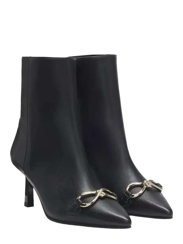 Hugo Ankle Boots With Gold-tone Knot Hardware - Black