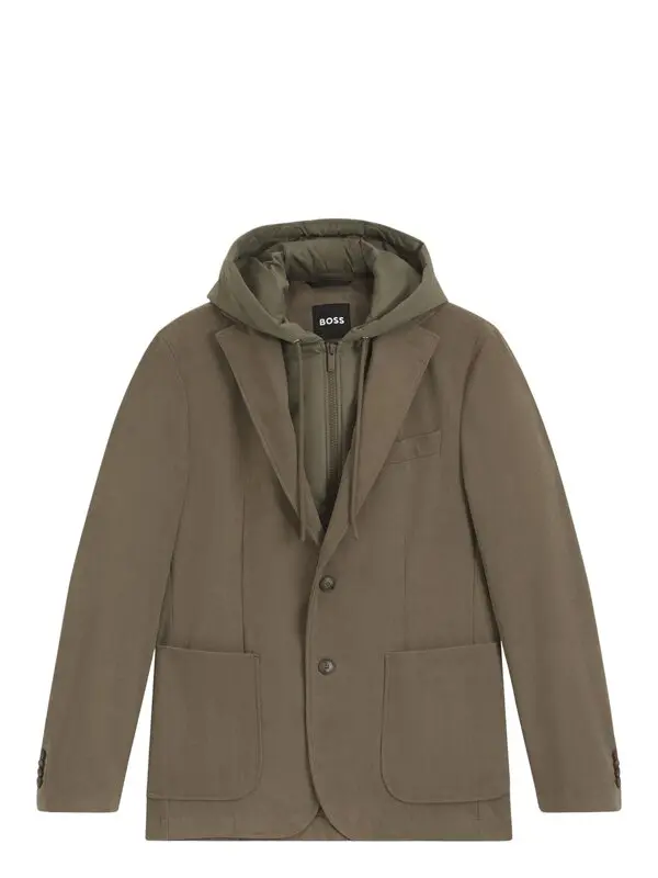 BOSS Slim-fit Jacket With Integrated Hoodie - Light Brown