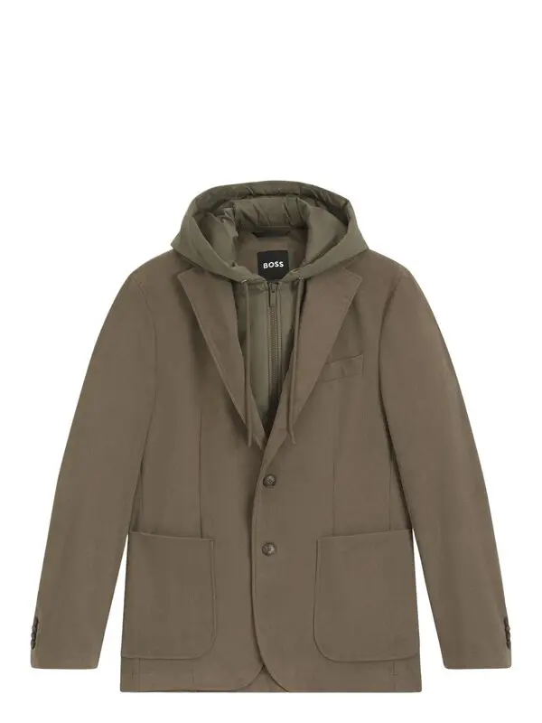 BOSS Slim-fit Jacket With Integrated Hoodie - Light Brown