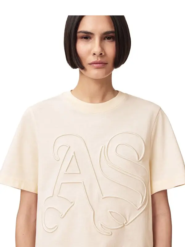 ALLSAINTS Lisa Embossed T-shirt - Pebble White