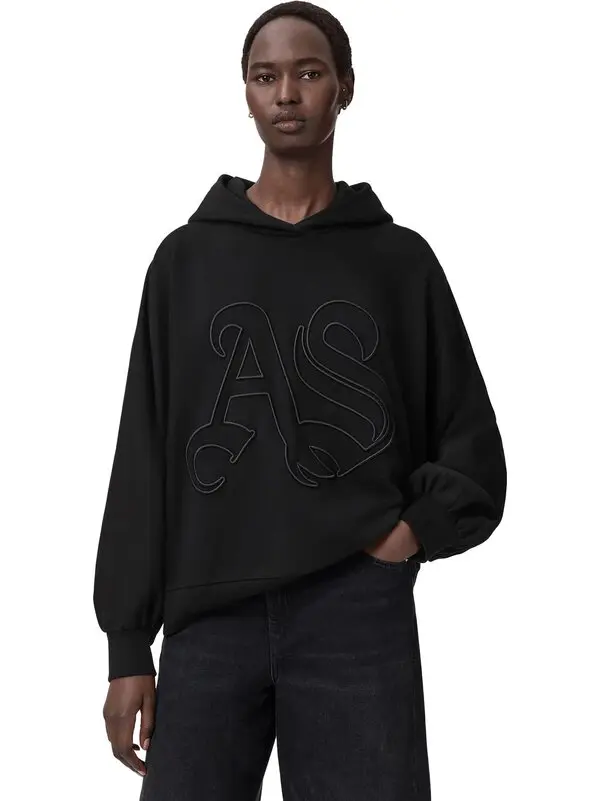 ALLSAINTS Artia Embos Relaxed Hoodie - Black