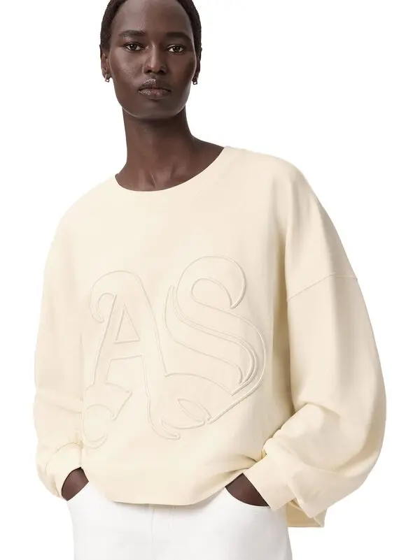ALLSAINTS Lila Embroidered Oversized Sweatshirt - Pebble White