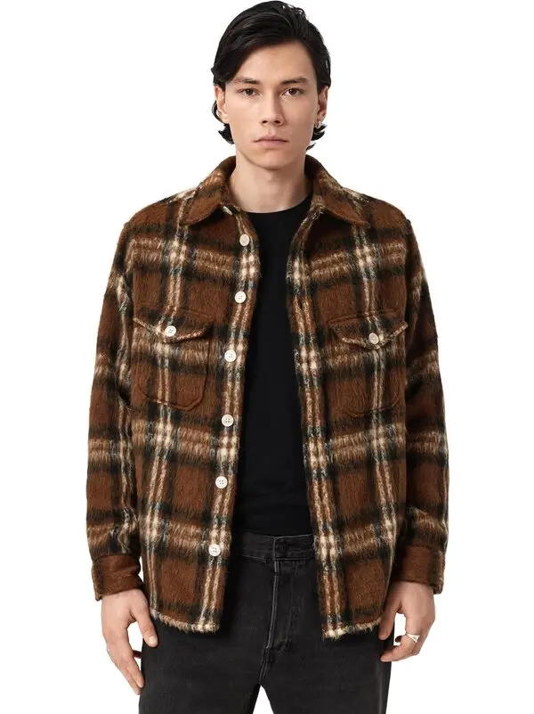 ALLSAINTS Royodo Long Sleeve Check Shirt - Brown