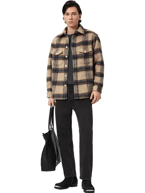 ALLSAINTS Mogamy Long Sleeve Check Shirt - Beige