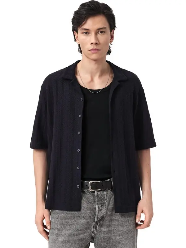 ALLSAINTS Trace Oversized Textured Shirt - Jet Black
