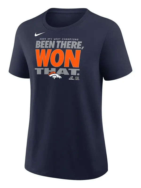Nike Denver Broncos 2025 Afc West Champions Trophy Nfl T-shirt - Blue