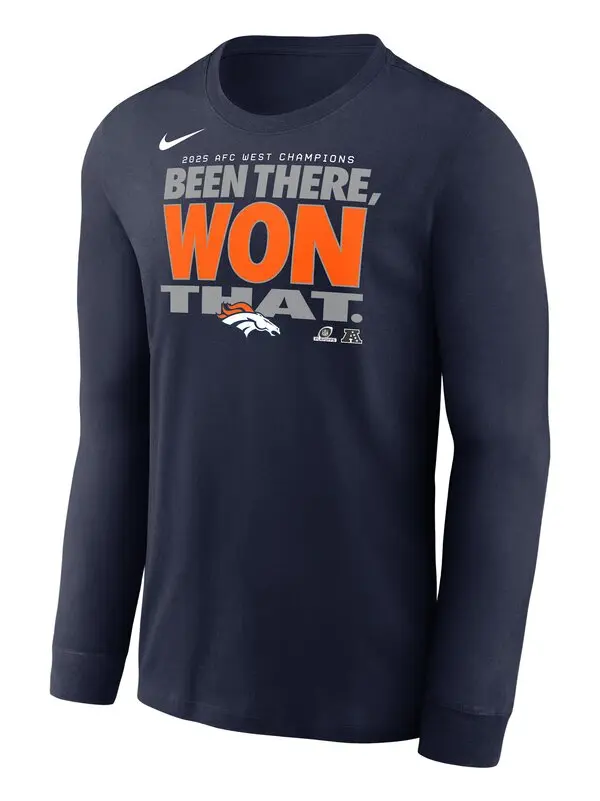 Nike Denver Broncos 2025 Afc West Champions Trophy Collection Nfl Long-sleeve T-shirt - Blue