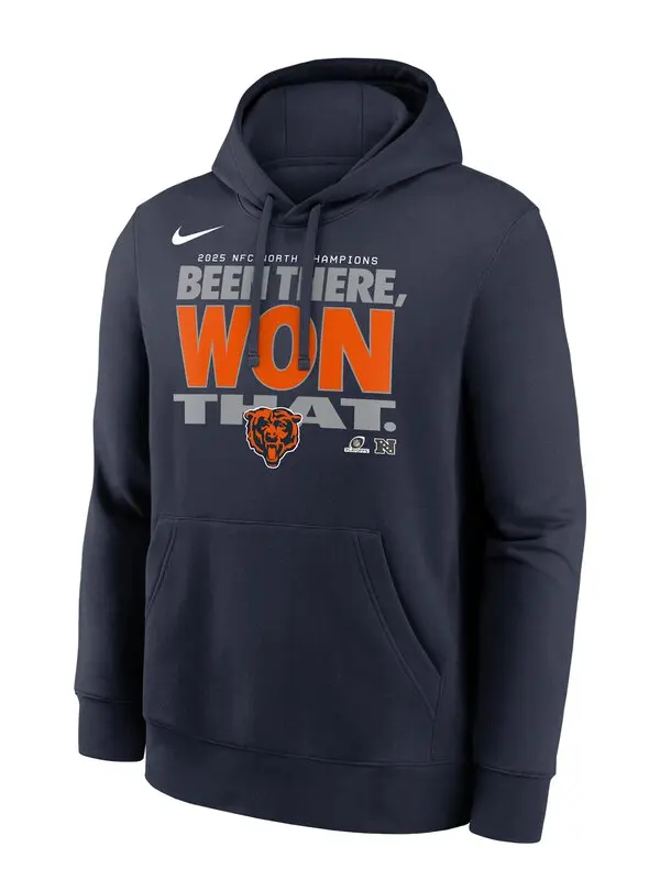Nike Chicago Bears 2025 Nfc North Champions Trophy Nfl Pullover Hoodie - Blue