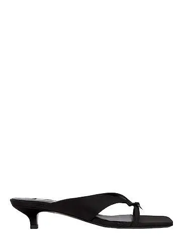 TOTEME Bow Detail Satin Kitten Heel Sandals - Black