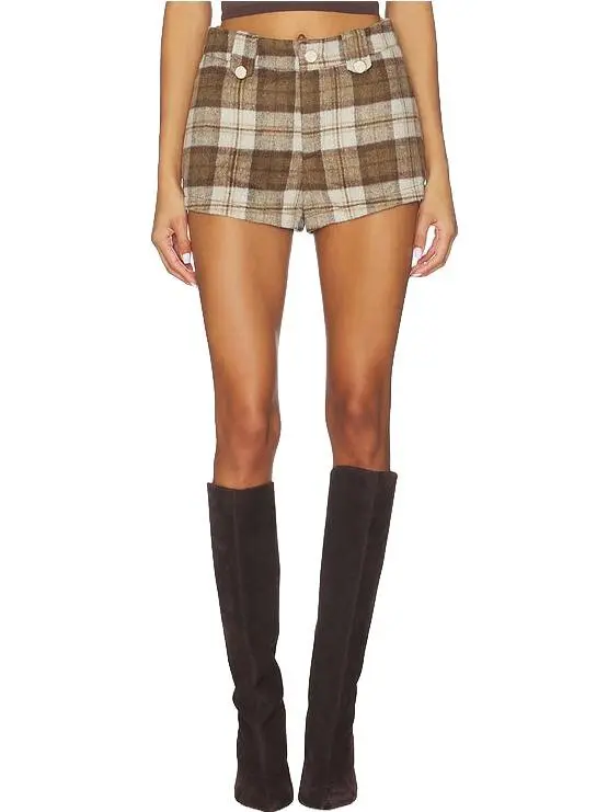 UNDERSTATED LEATHER Plaid Western Short - Cream & Brown