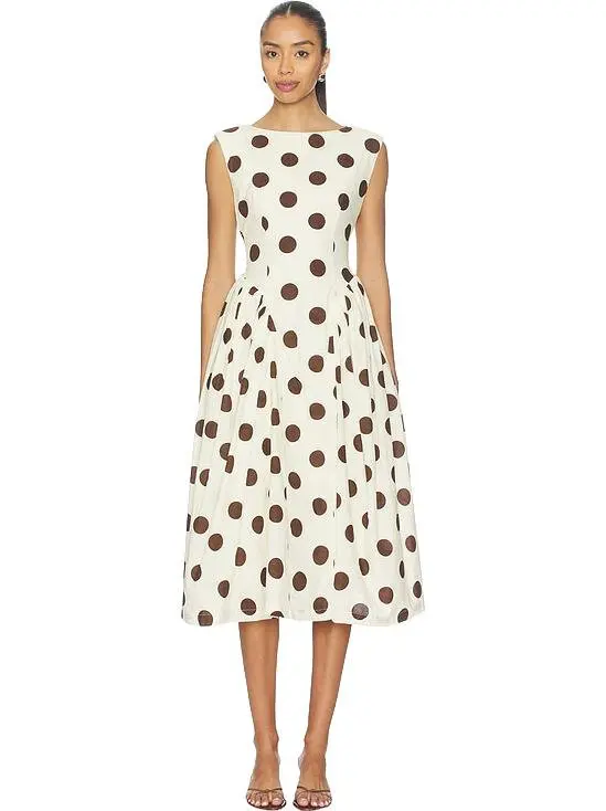 THE BEKK Chloe Dress - Dark Brown Polka Dots