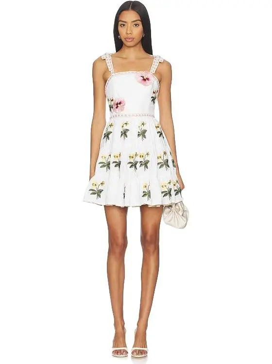 ROSEWATER HOUSE Tara Mini Dress - Off White & Yellow