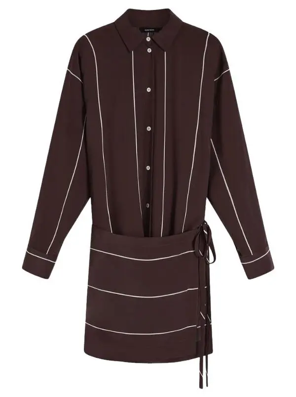 Bondi Born Orta Silk Mini Dress - Mocha Stripe
