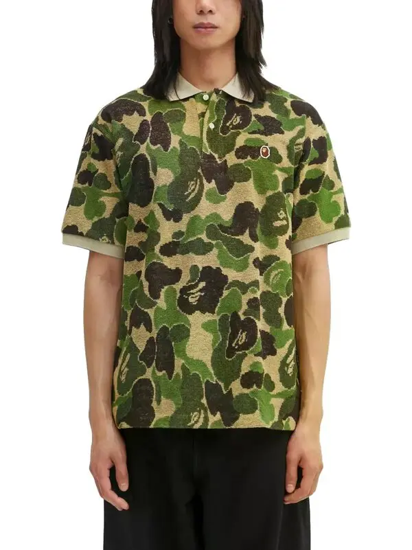 A BATHING APE Camo Pile Jacquard Polo Shirt - Green