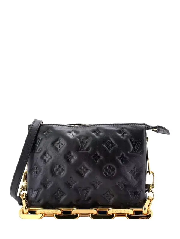 LOUIS VUITTON Coussin Bb Crossbody Bag Monogram Embossed Lambskin - Black