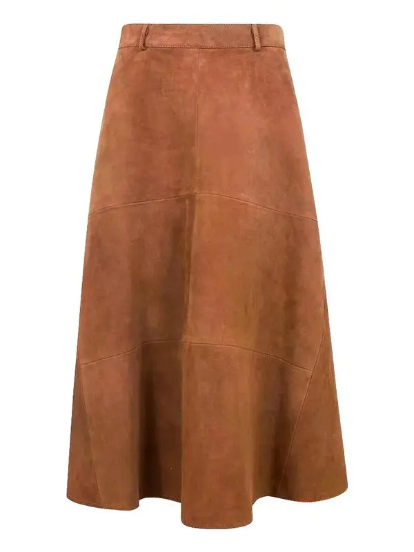SEMICOUTURE Panelled Suede Skirt - Brown