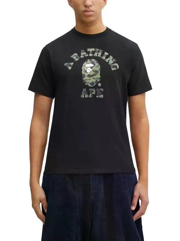A BATHING APE 1st Camo College Logo-print T-shirt - Black