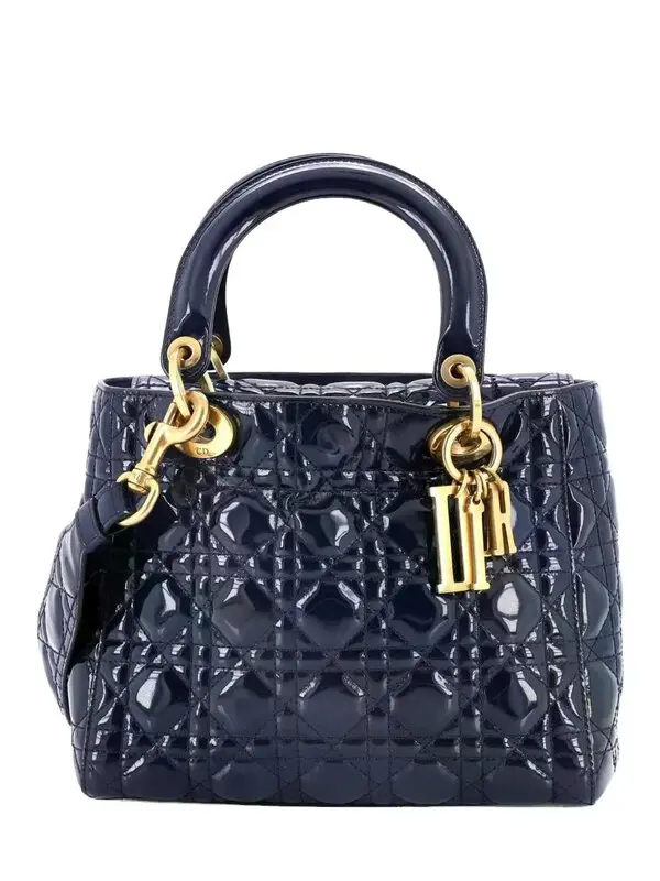 Dior Supple Lady Medium Satchel Cannage Quilt - Blue