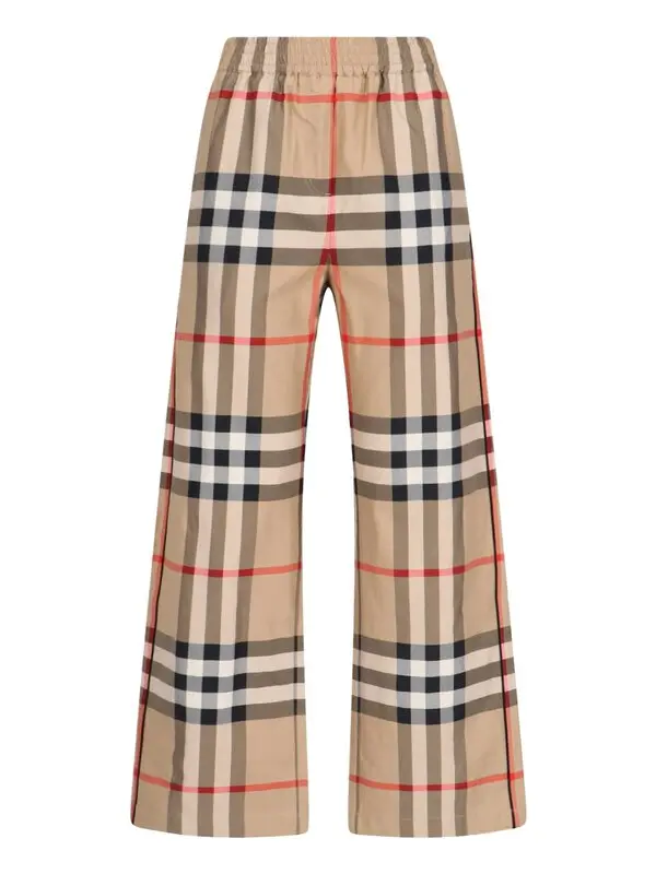Burberry Vintage Check Wide Leg Pants - Beige
