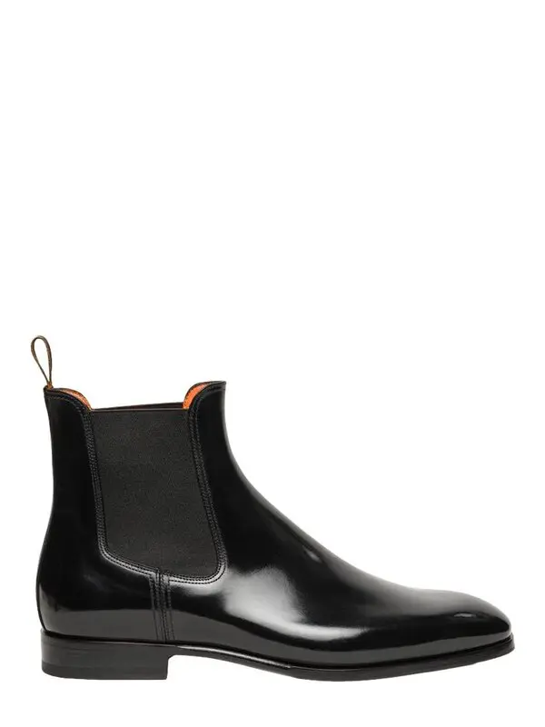 Santoni Leather Chelsea Boots - Black