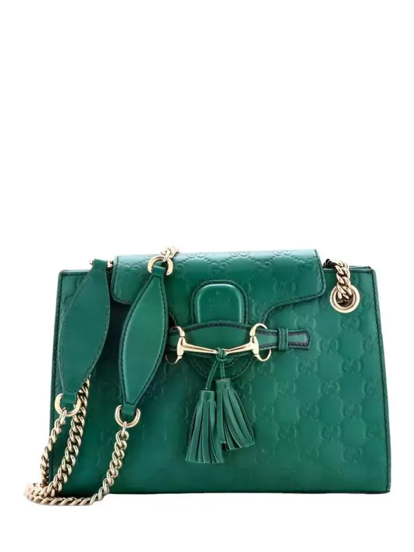 Gucci Emily Chain Flap Sissima Leather Small Shoulder Bag - Green
