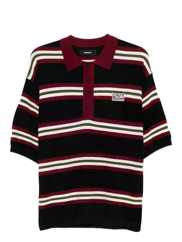 NAHMIAS Striped Polo Shirt - Black