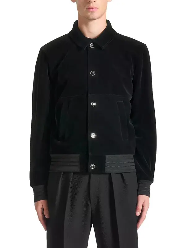 Manière De Voir Velvet Ribbed Jacket - Black