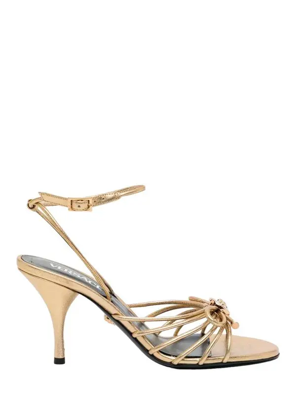 Versace Strap Knot Heeled Sandals - Gold