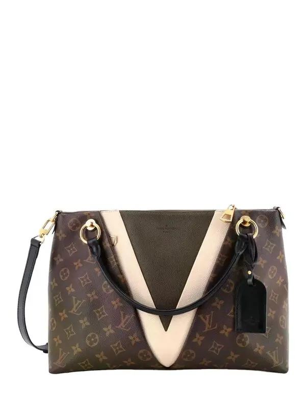 LOUIS VUITTON V Tote Monogram Canvas And Leather Mm Shoulder Bag - Brown