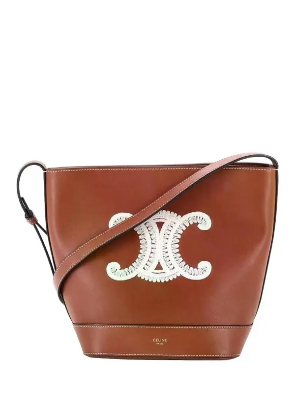 Celine Cuir Triomphe Leather Small Bucket Bag - Brown