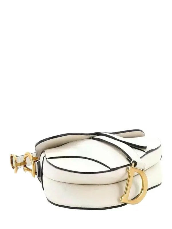 Dior Saddle Handbag Leather Mini Shoulder Bag - White