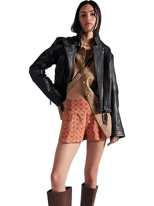 Free People We The Free Luna Printed Pull-on Shorts - Honeysuckle Combo