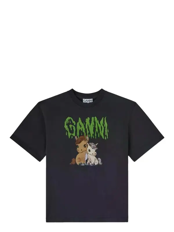 GANNI Graphic-print T-shirt - Grey