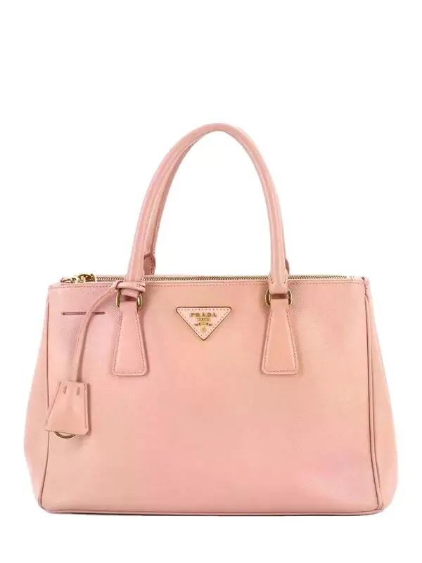 Prada Double Zip Lux Saffiano Leather Small Tote Bag - Pink
