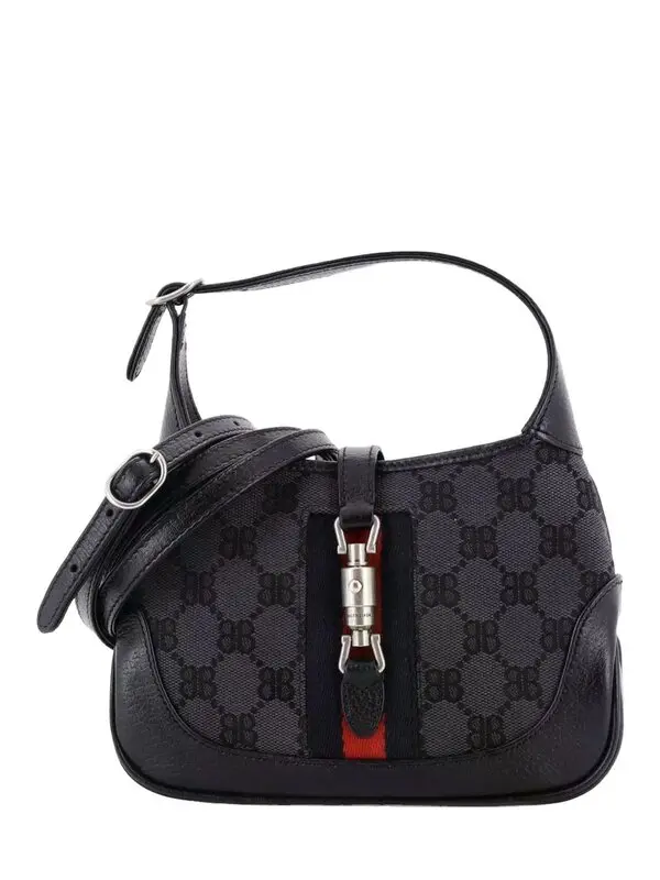 Balenciaga X Gucci The Hacker Project Jackie 1961 Bb Canvas Mini Hobo Bag - Black