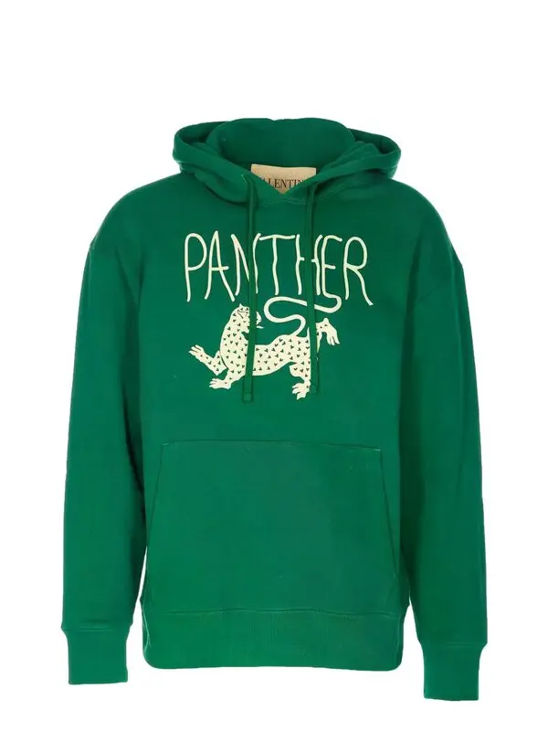 Valentino Garavani Logo Print Hooded Sweater - Green