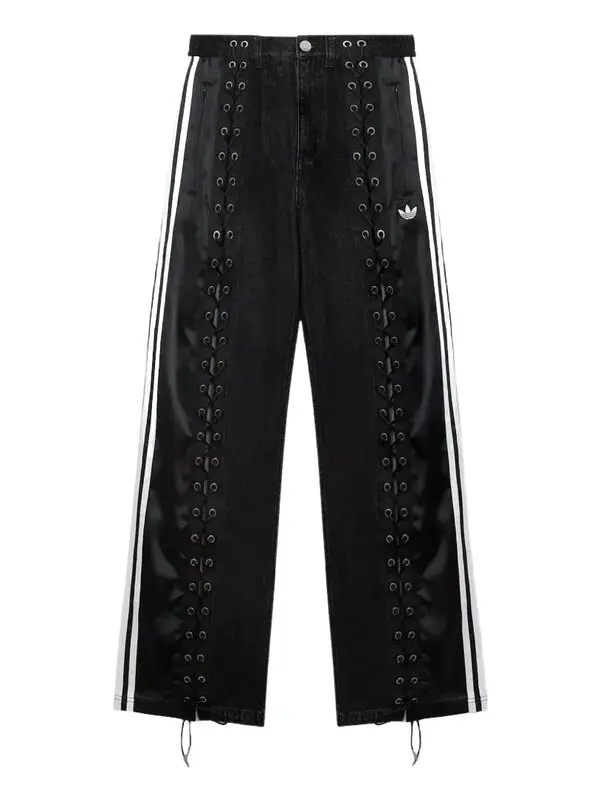 Adidas Lace-up Trousers With 3-stripes Detailing - Black