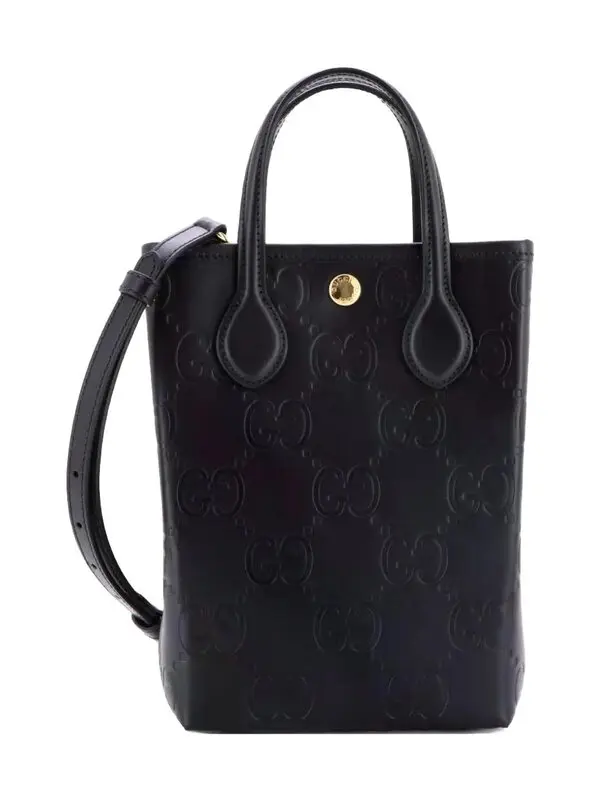 Gucci Vertical Gg Embossed Leather Mini Tote Bag - Black