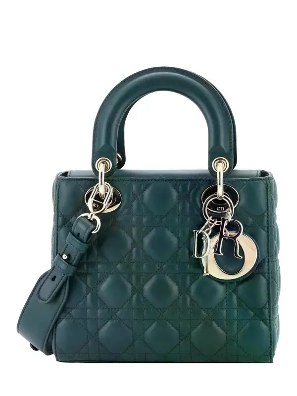 Dior Lady Cannage Quilt Lambskin Crossbody Bag - Green