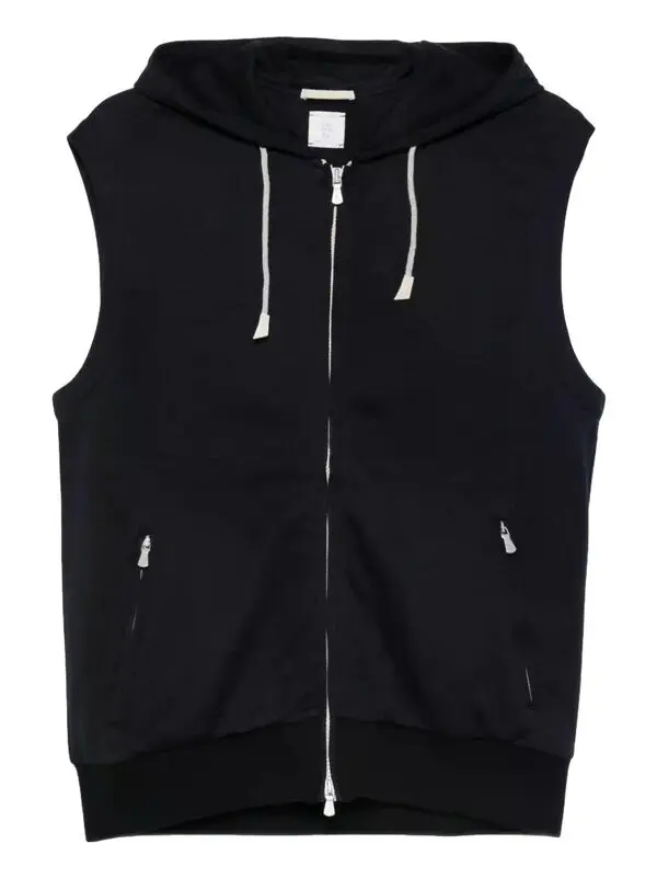 Eleventy Hooded Zip-up Gilet - Blue