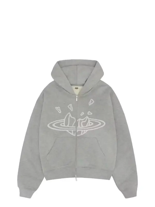BROKEN PLANET Graphic Zip-up Hoodie - Grey